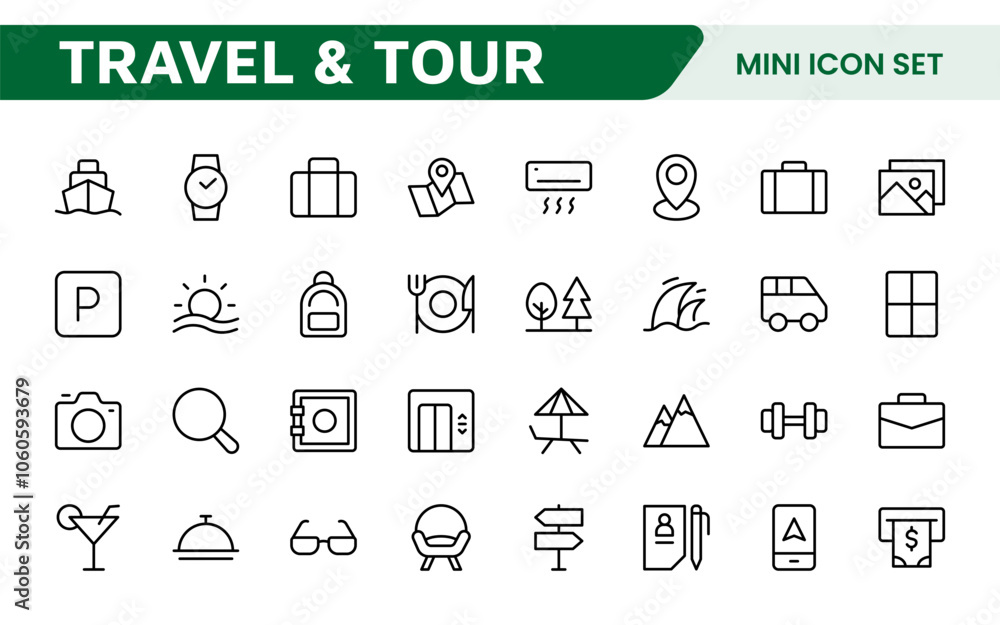 Travel Booking Icon Set. Stylish and user-friendly icons for enhancing ...