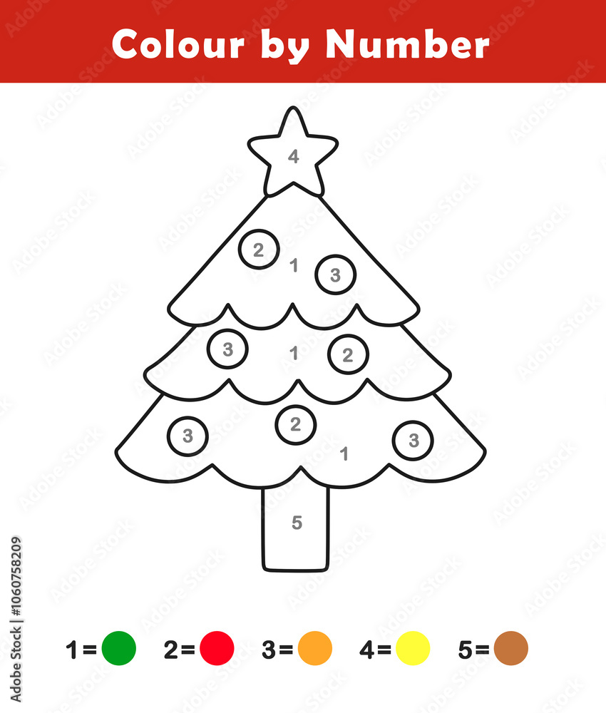 Christmas Color By Number Activity for Kids. Counting Game for ...