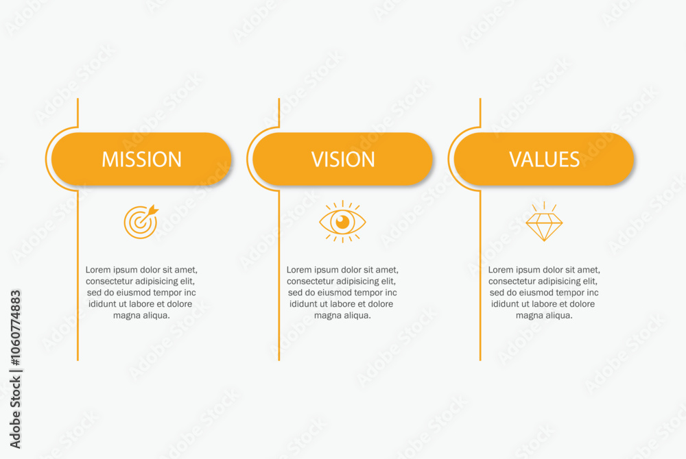 Mission, vision, values, graphic design template.eps 10 on white ...