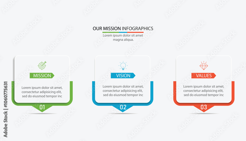 Mission, vision, values, graphic design template.eps 10 on white ...