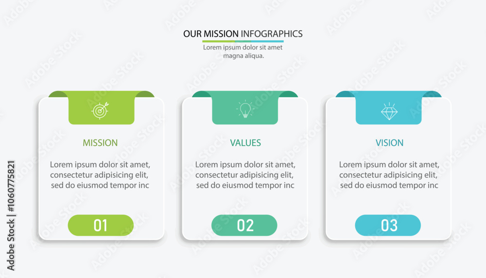 Mission, vision, values, graphic design template.eps 10 on white ...