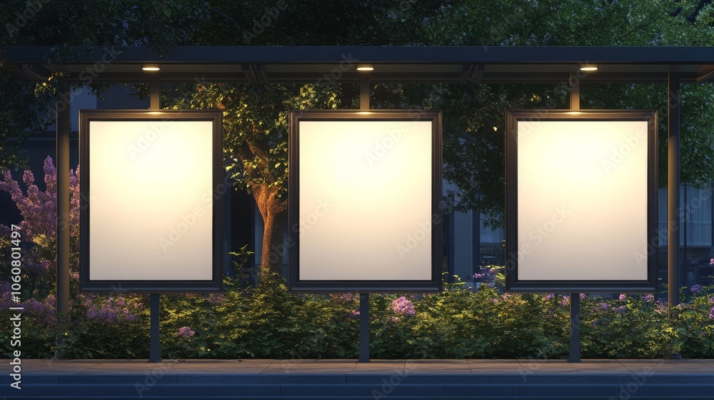 Discover modern blank advertising panels at bus stops, perfect for ...