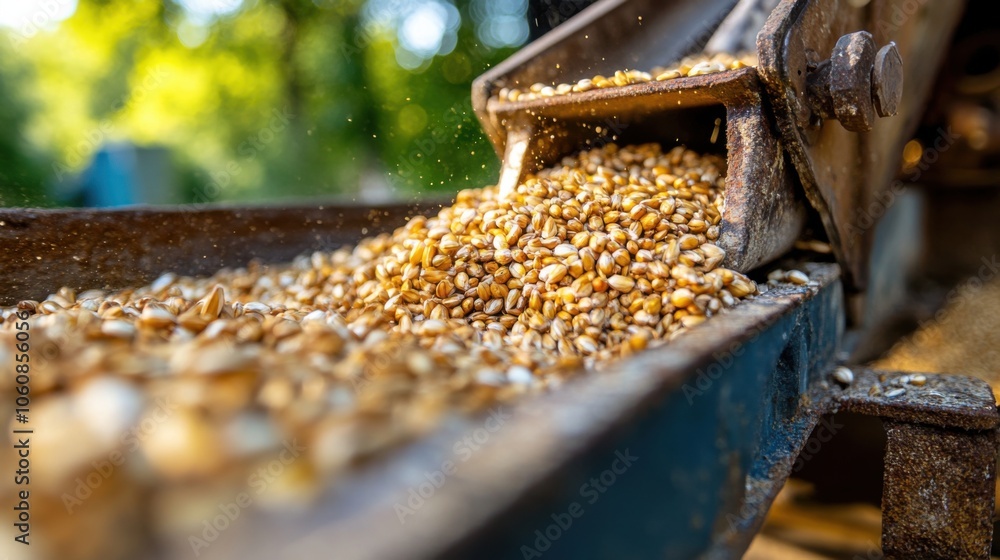 Sustainable biorefinery process with corn kernels closeup for renewable ...