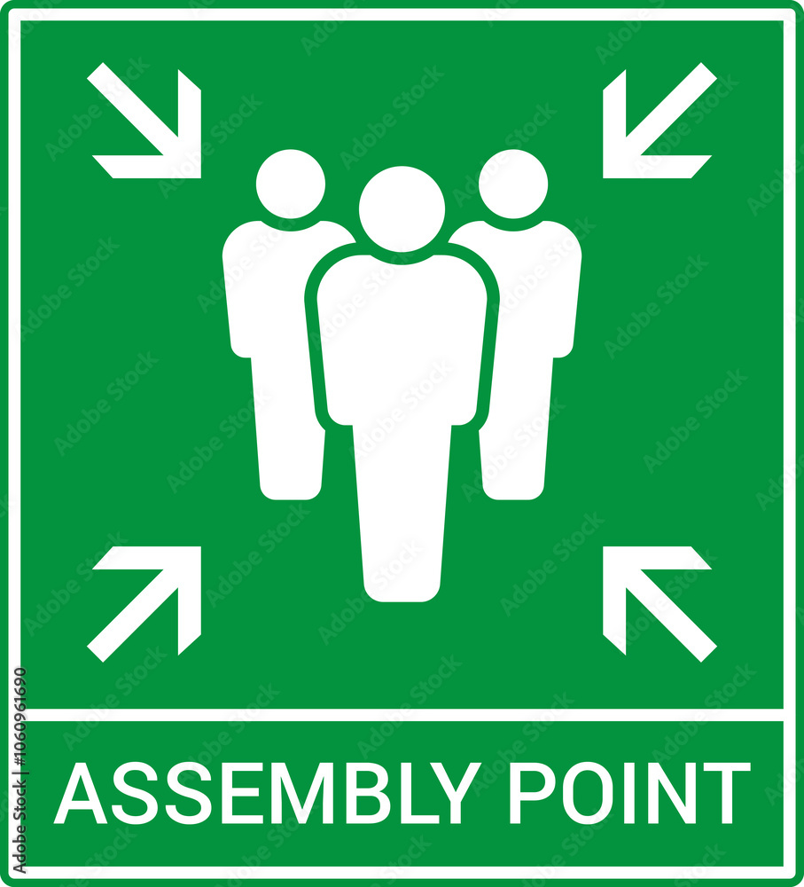 Emergency evacuation assembly point sign. Assembly point icon. Safety ...