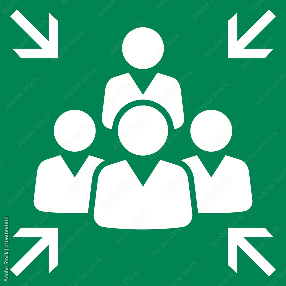 Emergency evacuation assembly point sign. Assembly point icon. Safety ...
