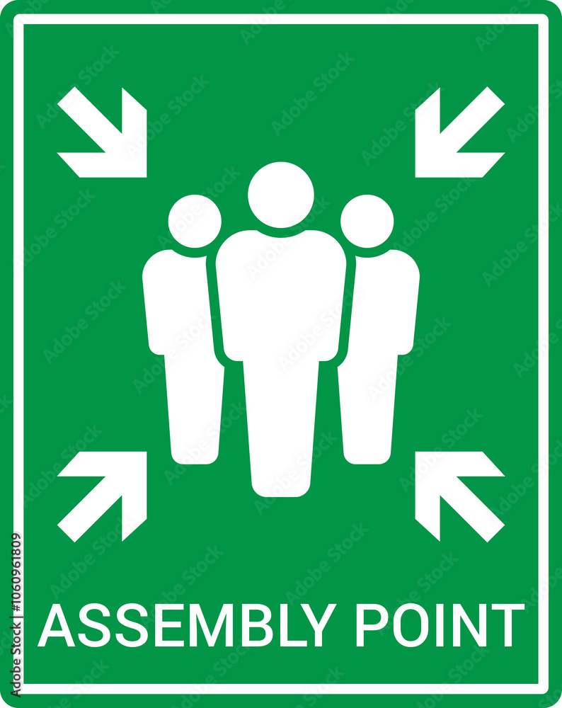 Emergency evacuation assembly point sign. Assembly point icon. Safety ...