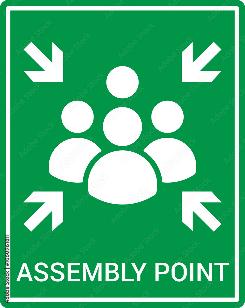 Emergency evacuation assembly point sign. Assembly point icon. Safety ...