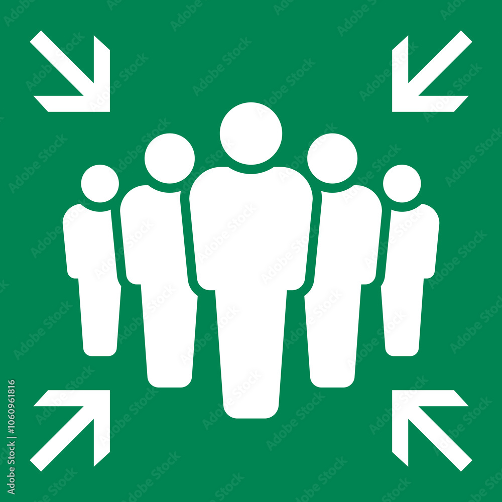 Emergency evacuation assembly point sign. Assembly point icon. Safety ...