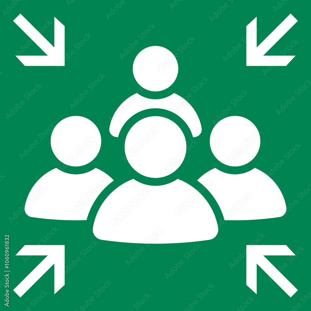 Emergency evacuation assembly point sign. Assembly point icon. Safety ...