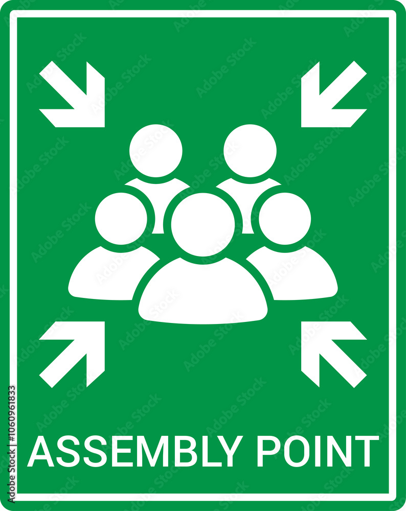 Emergency evacuation assembly point sign. Assembly point icon. Safety ...