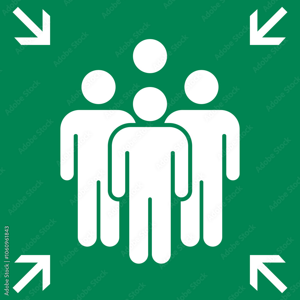 Emergency evacuation assembly point sign. Assembly point icon. Safety ...