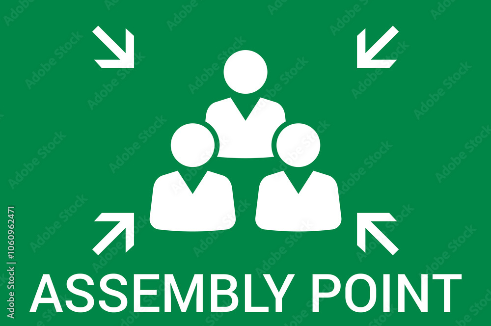 Emergency evacuation assembly point sign. Assembly point icon. Safety ...