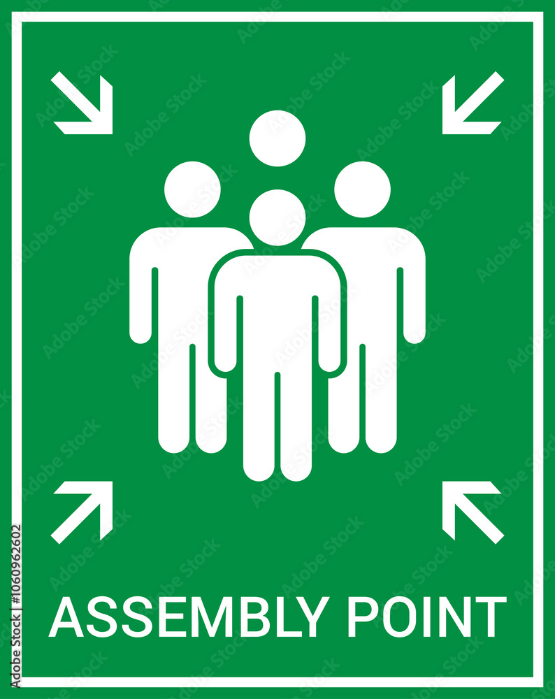 Emergency evacuation assembly point sign. Assembly point icon. Safety ...