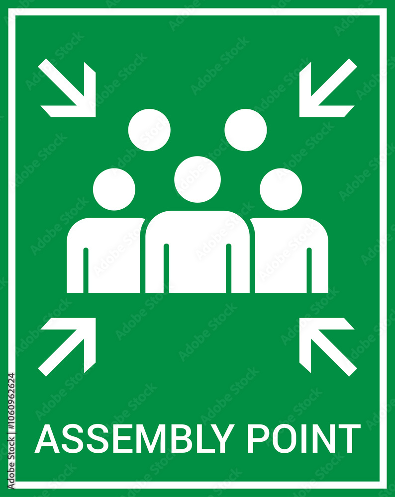 Emergency evacuation assembly point sign. Assembly point icon. Safety ...
