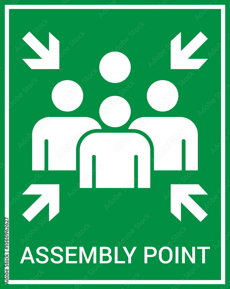 Emergency evacuation assembly point sign. Assembly point icon. Safety ...