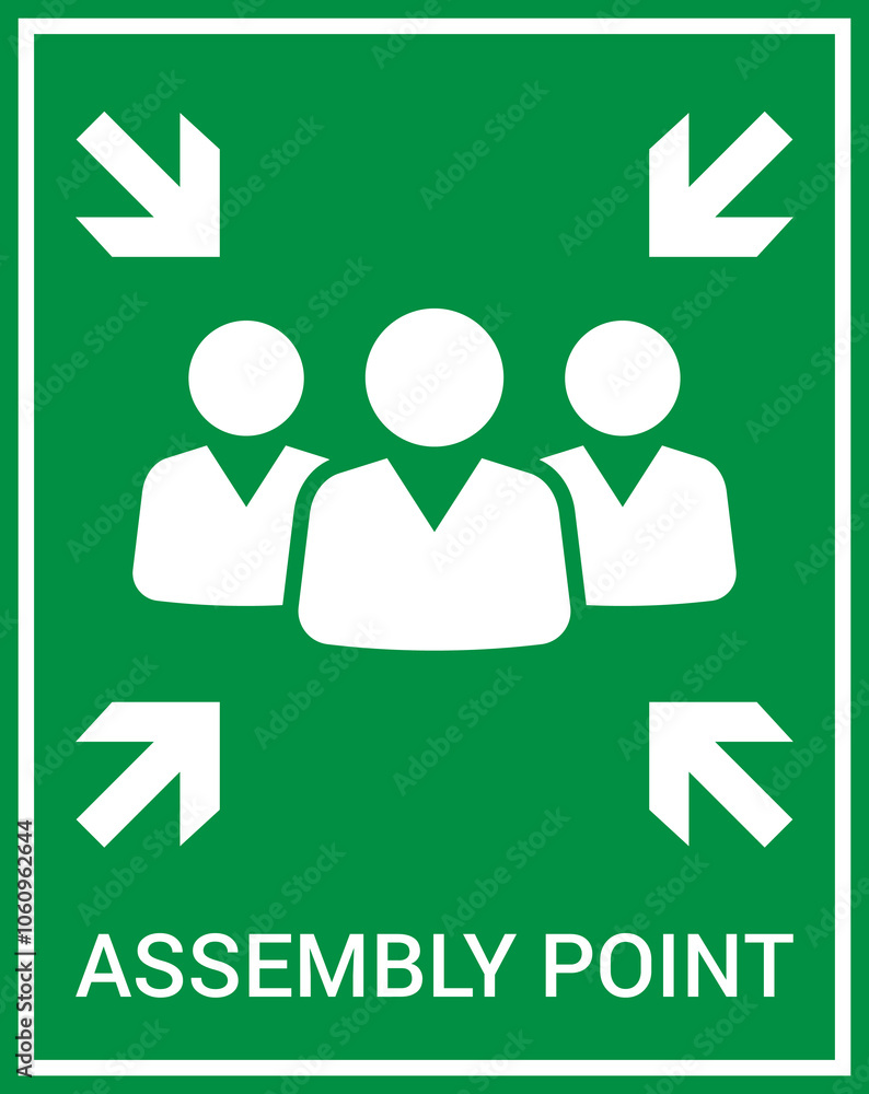 Emergency evacuation assembly point sign. Assembly point icon. Safety ...