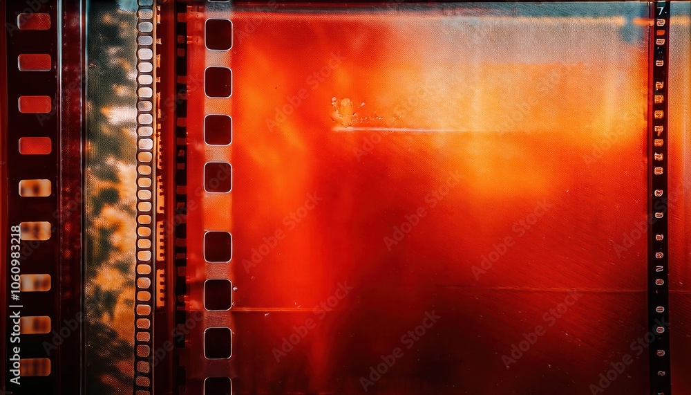 35mm Vintage Film Strip with Dramatic Red and Orange Light Leaks ...