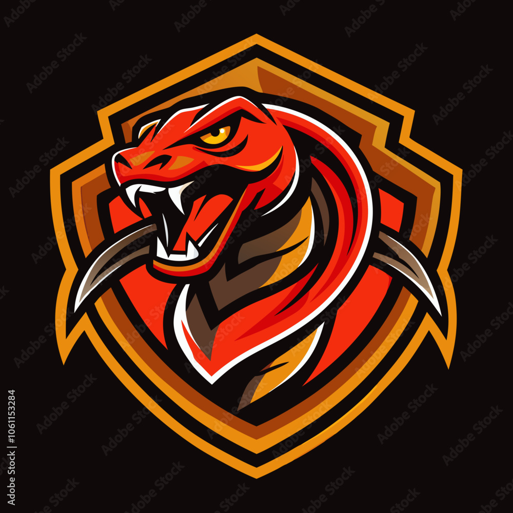 Dynamic snake esports logo featuring a fierce red serpent against a ...