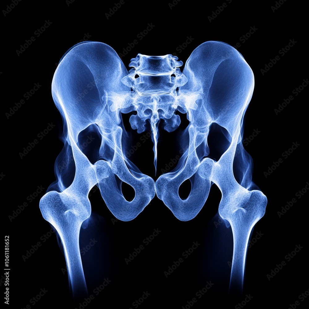 Stock-Illustration „X-ray image of the human pelvis, showing the hip ...