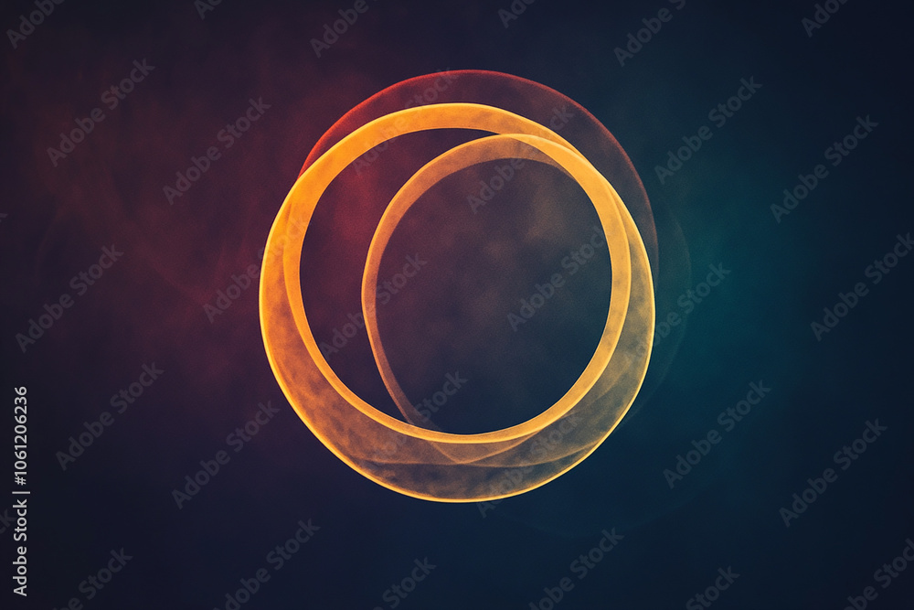 Circles intersecting to form a glowing Venn diagram with a dark ...