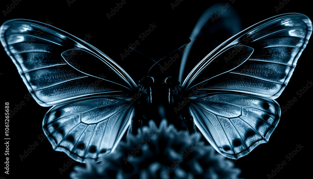 Macro photography of two butterflies with big wings, black and white ...