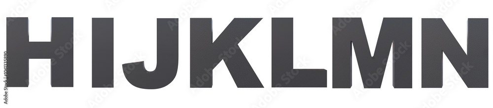 carbon fabric textured letter HIJKLMN created by 3D modeling on the ...