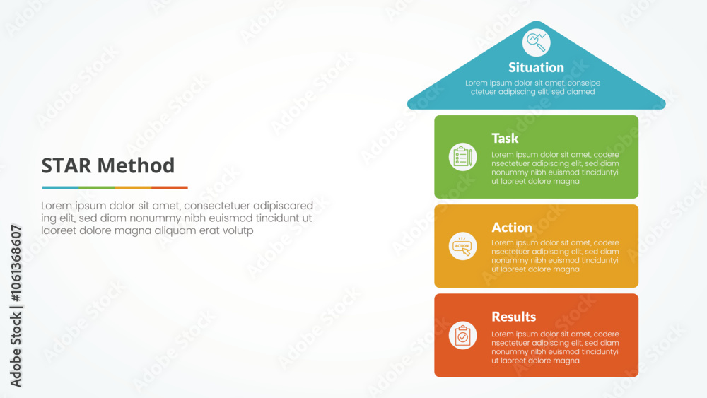 STAR method infographic concept for slide presentation with arrow top ...