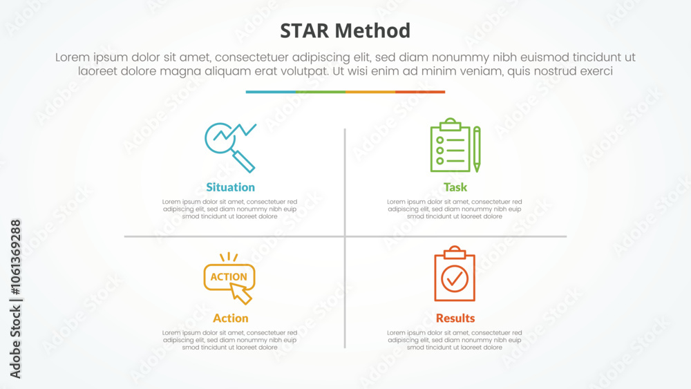 STAR method infographic concept for slide presentation with matrix ...
