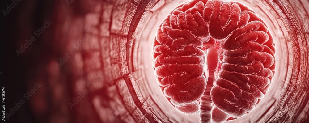 Stockillustrationen 3D rendering of the intestines in a medical scan ...