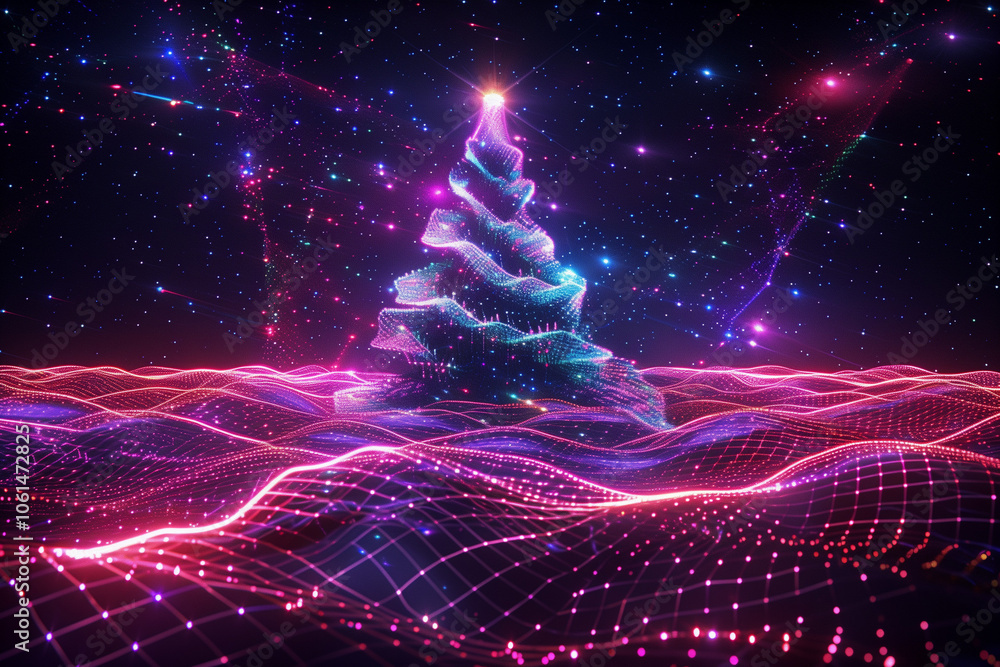 Universe Retro Futuristic 80's Background. Synthwave wireframe net grid ...
