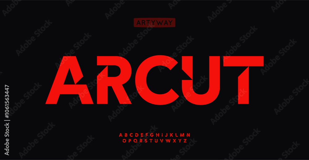 Bold angular alphabet, cutouts letters, edgy minimalist font for ...