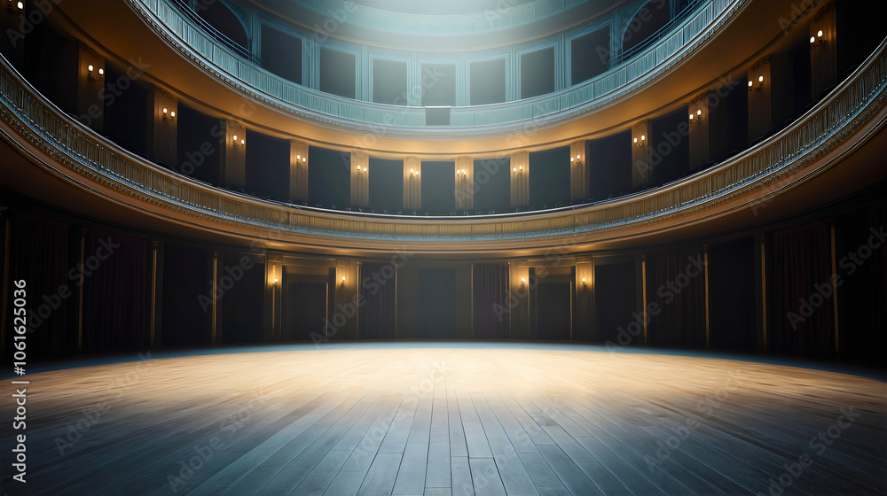 Grand opera theater stage, dramatic empty show scene hall, atmospheric ...