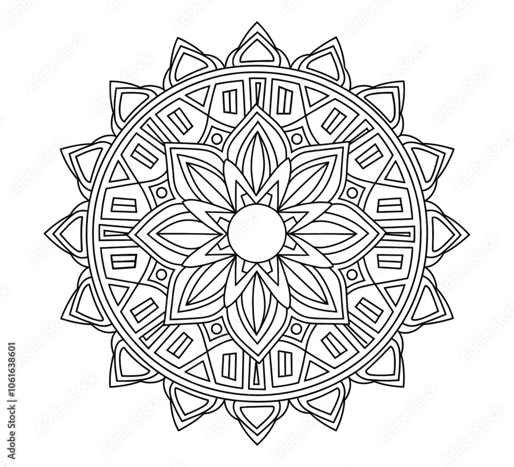 Simple and Easy Mandala Black and White Hand Drawing Outline Circle ...