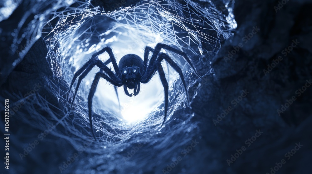 Eerie Jorogumo Spider Woman Yokai in Dark Cave 3D Render Illustration ...