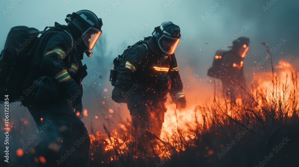 A tactical firefighter unit using advanced fire control methods, with ...