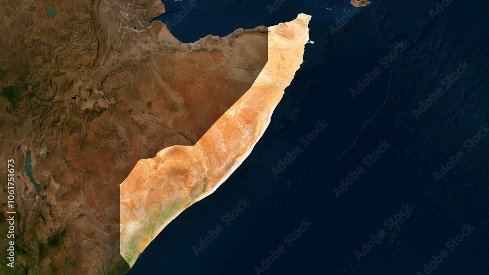 4K Somali Territory Map in Africa, High Resolution Satellite View ...
