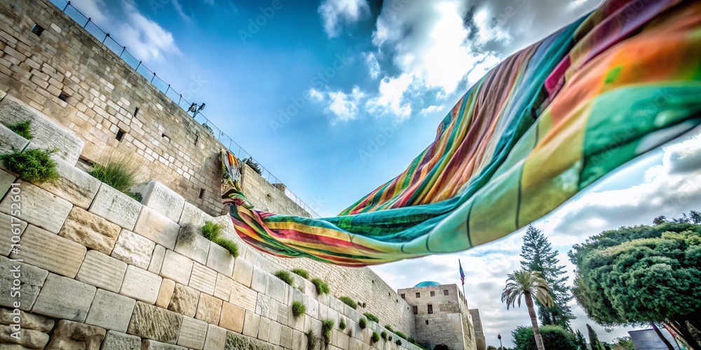 Banner Soaring Next to the Western Wall in Jerusalem - Macro ...