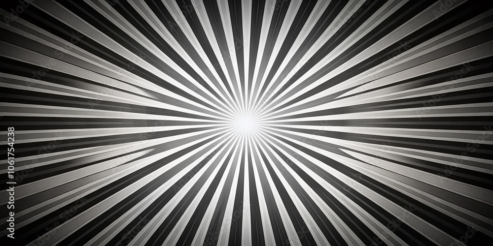 Black and White Radial Pattern Rays Background in Retro Style for ...