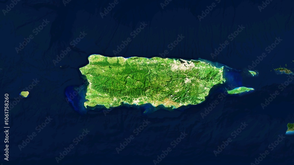 4K Puerto Rico Territory Map in Caribbean Sea, High Resolution ...