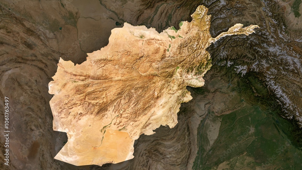 4K Afghanistan Territory Map in Asia, High Resolution Satellite View, Widescreen 4K Resolution ...