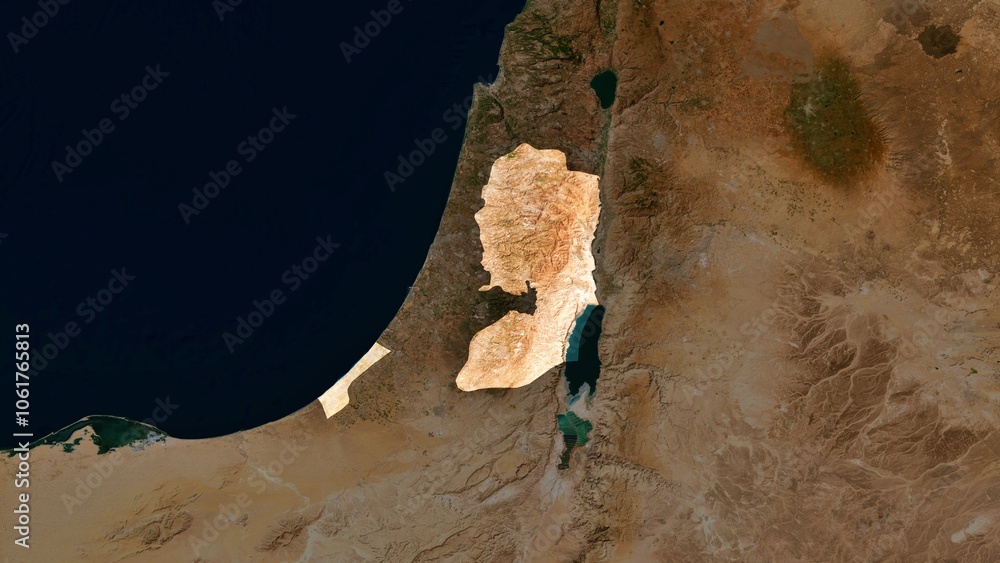 4K Palestine Territory Map in Asia, High Resolution Satellite View, Widescreen 4K Resolution ...