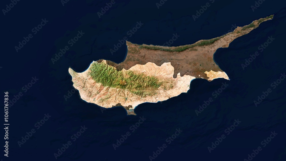 4K Cyprus Territory Map in Europe, High Resolution Satellite View, Widescreen 4K Resolution ...