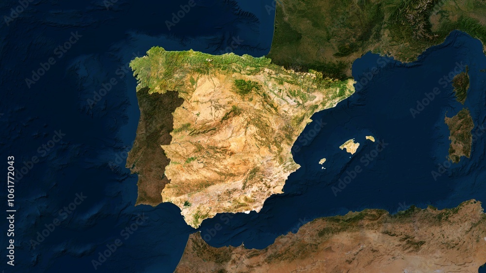 4K Spain, Territory Map in Europe, High Resolution Satellite View ...
