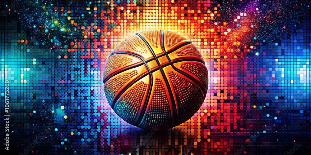 Double Exposure Basketball Pixel Art Pattern for Background Wallpaper ...
