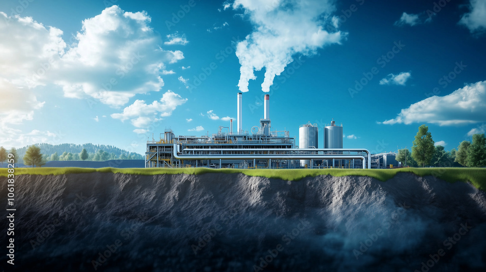 The inside of a carbon capture plant, showing a cross-section of the ...
