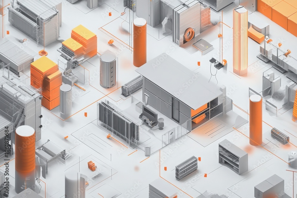 A detailed layout of an industrial noise cancellation system, featuring ...