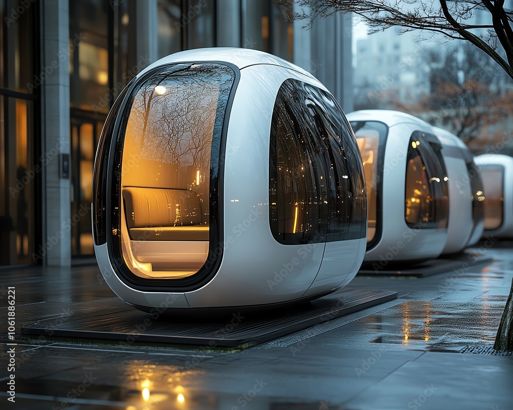 Modular urban transport pods adjusting size based on commuter needs ...