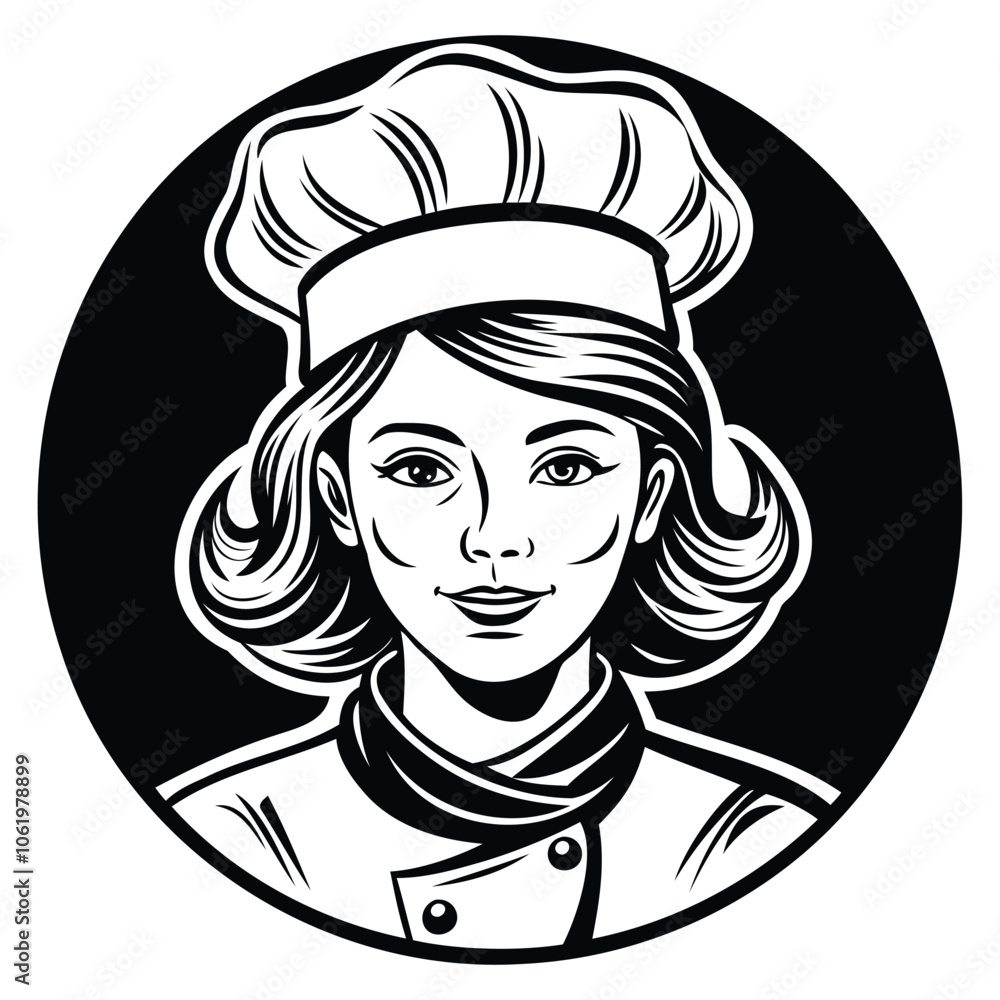 Stylized Female Chef Illustration Stock Vector | Adobe Stock
