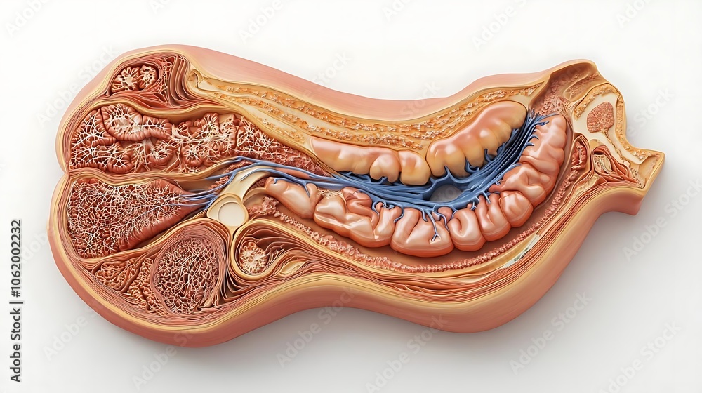 Human Intestine Anatomy Cross Section D Model Stock Illustration ...