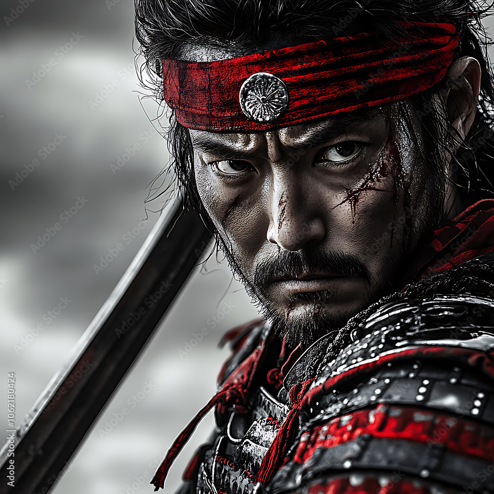 lone samurai stands in heroic pose, showcasing strength and ...